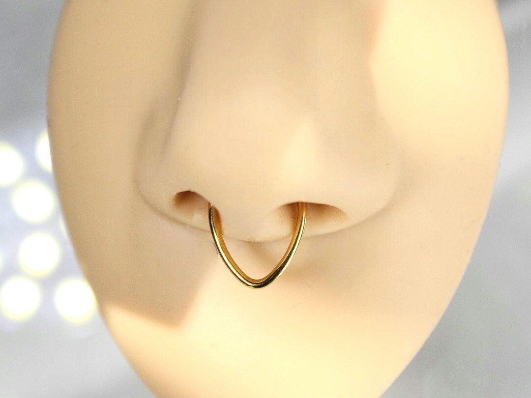 16G Gold Septum Clicker Ring | Titanium Grade Simple Segment Hoop ...