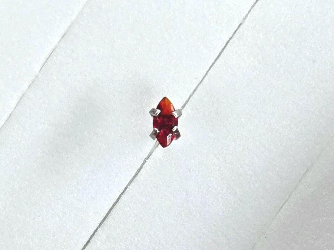 Red Stone Nose Piercing Stud With Ball | 20G Silver Tiny Gem Nose Ring ...