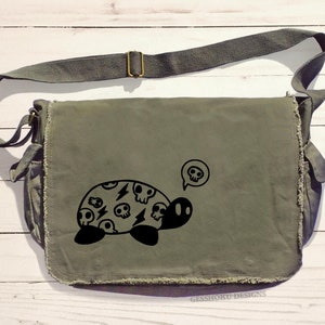 Turtle Messenger Bag Punk Goth Turtle With Skulls Kawaii Creepy Cute ...