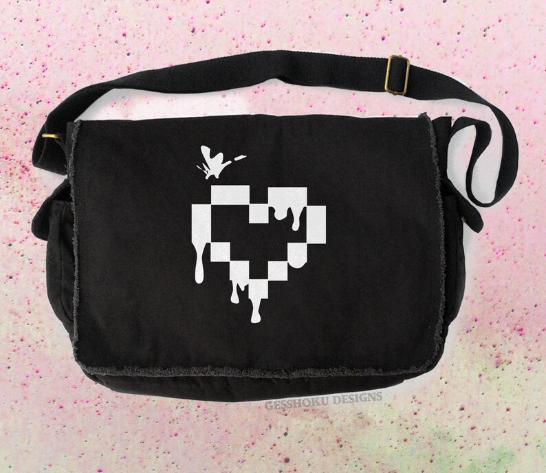 Pixel Heart Messenger Bag Scene Emo Bag Dripping Heart - Etsy Finland