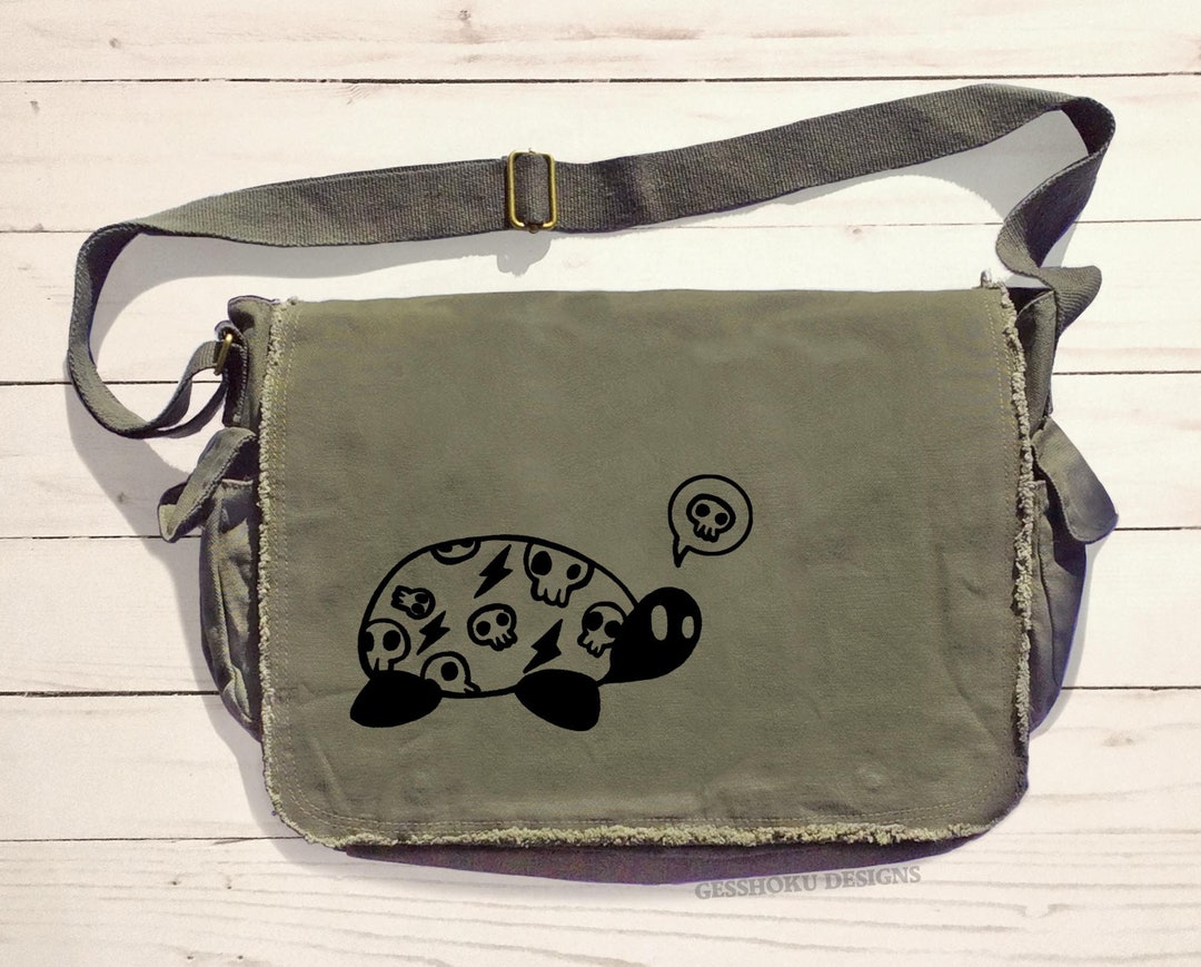 Turtle Messenger Bag Punk Goth Turtle With Skulls Kawaii Creepy Cute ...
