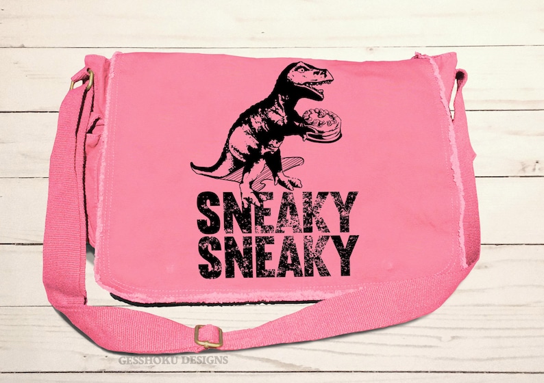 Dinosaur Messenger Bag Sneaky Dino With Cake Cool Dinosaur | Etsy