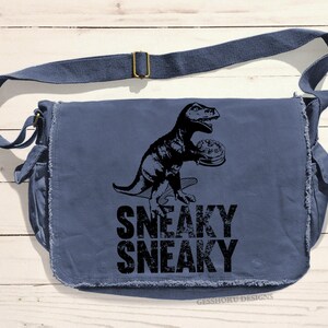 Dinosaur Messenger Bag Sneaky Dino With Cake Cool Dinosaur T-rex Bag ...