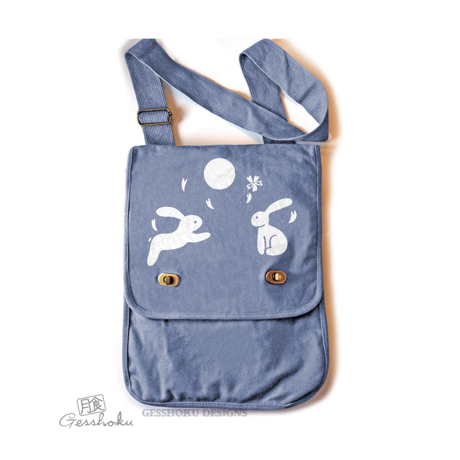 Moon Bunnies Messenger Bag Cute Bunny Bag Japanese Moon | Etsy