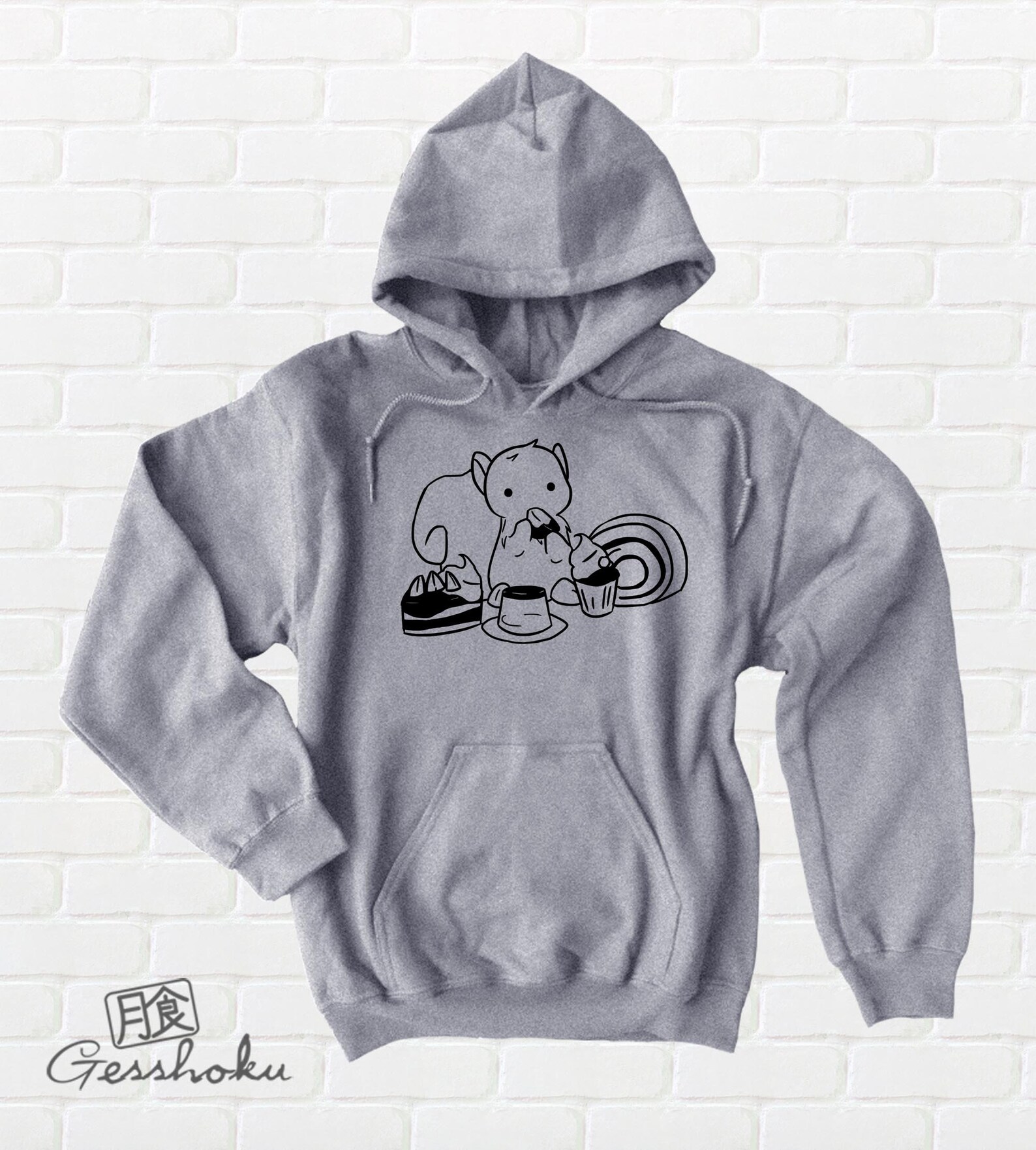 Kawaii Squirrel Hoodie Cute Squirrel With Cake Sweatshirt | Etsy