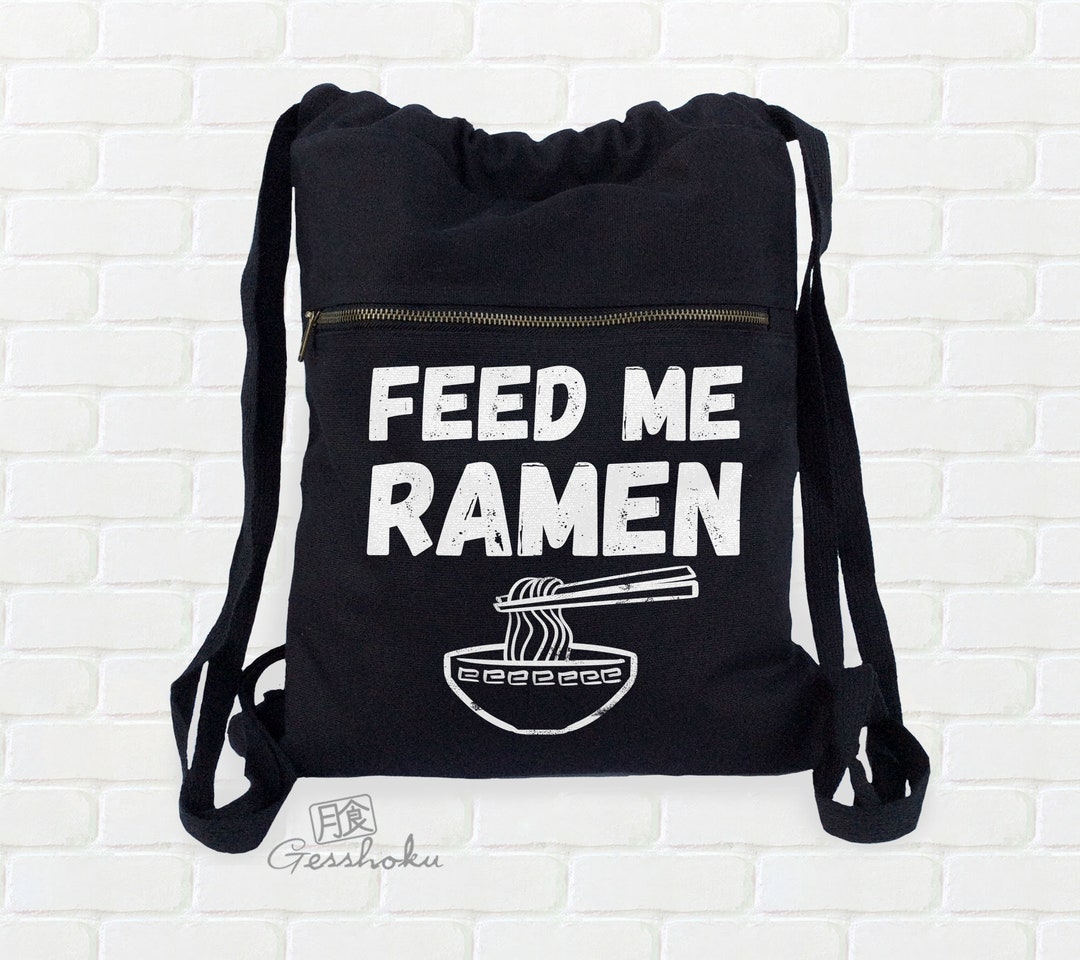 Funny Anime Backpack Feed Me Ramen Bag Japanese Food Ramen Bowl Foodie ...