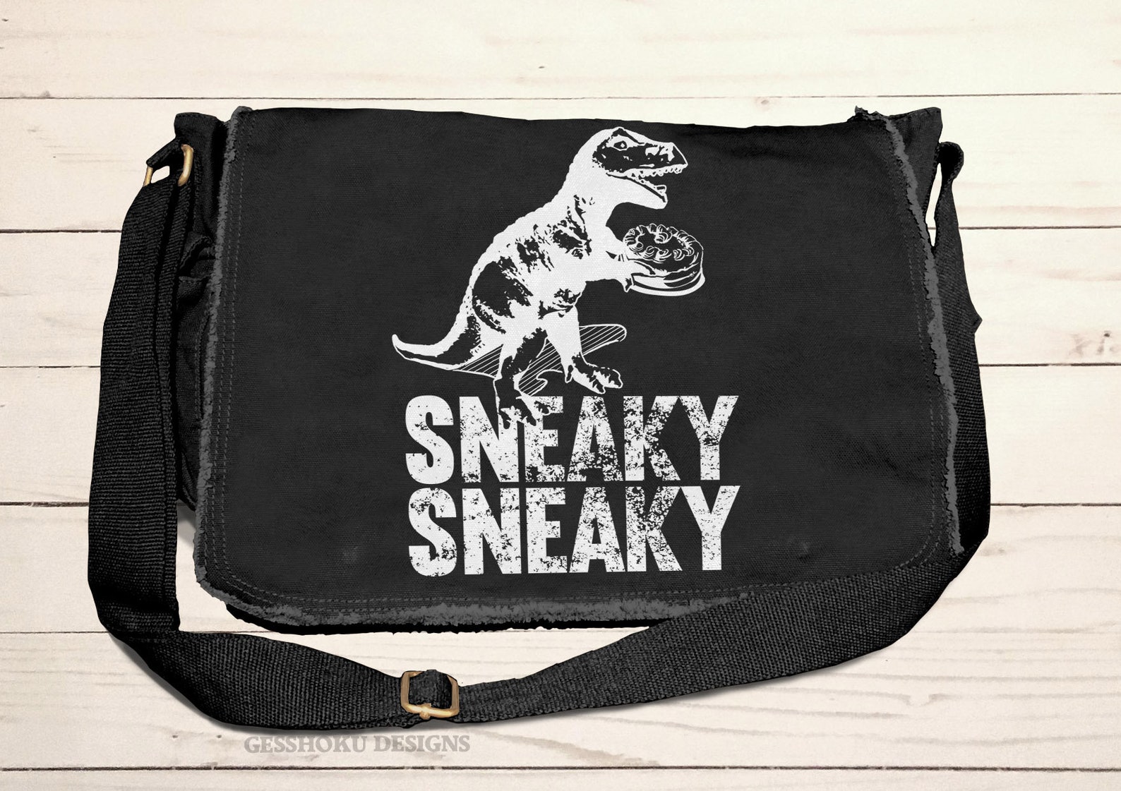 Dinosaur Messenger Bag Sneaky Dino With Cake Cool Dinosaur | Etsy
