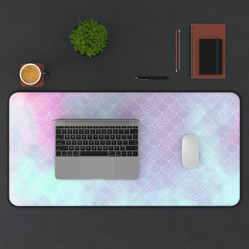Pastel Mermaid Scales Ombre Desk Mat Blue Pink Purple Water - Etsy
