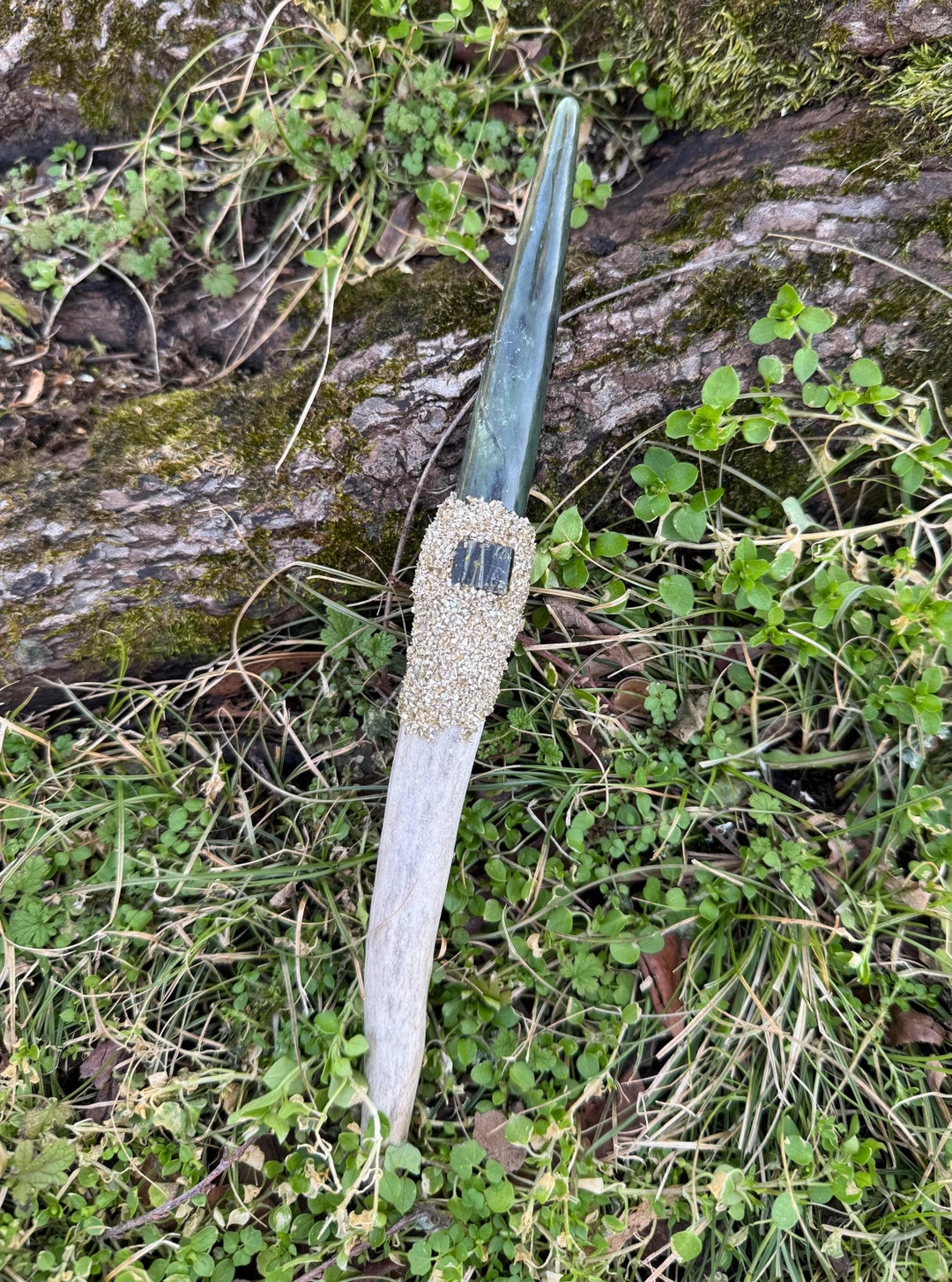 OOAK Gorgeous Jade Horn W/green Tourmaline and Real Gold Deer Antler ...