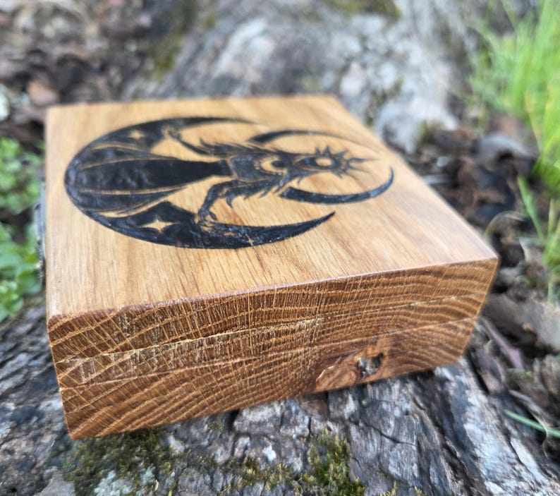 Obsidian Scrying Mirror With Handmade White Oak Wood Box, Moon Goddess ...