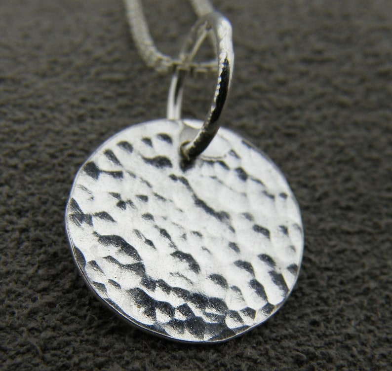 Hammered Disk Pendant Silver Necklace Dainty Pendant - Etsy