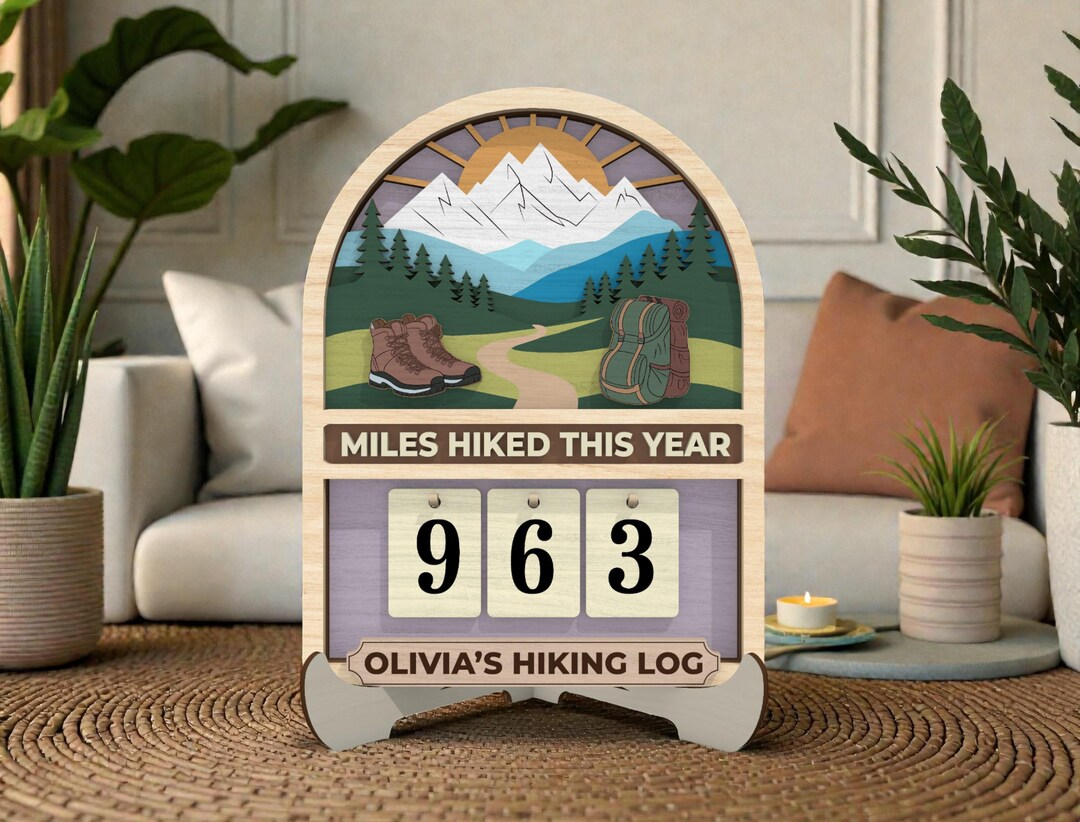 Custom Hiking Log Tabletop Decor, Hiker Giftpersonalized Hiking Miles ...