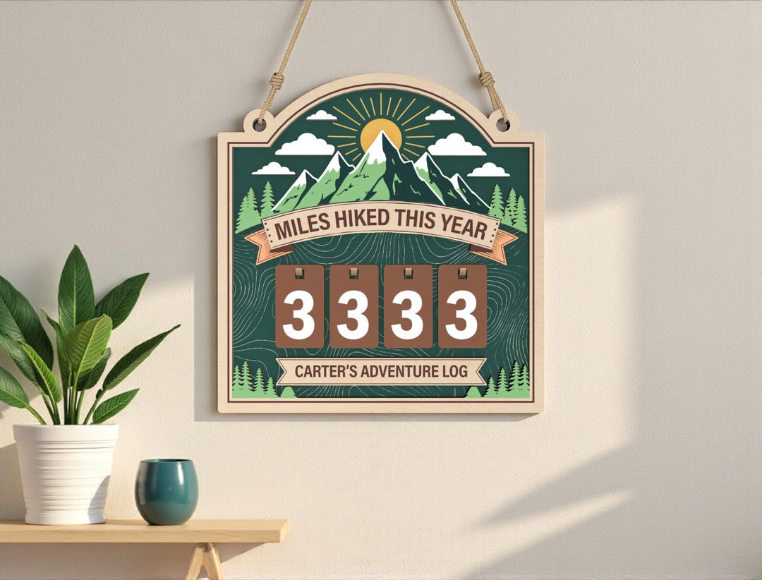 Personalized Wooden Hiking Miles Tracker | “miles Hiked This Year ...