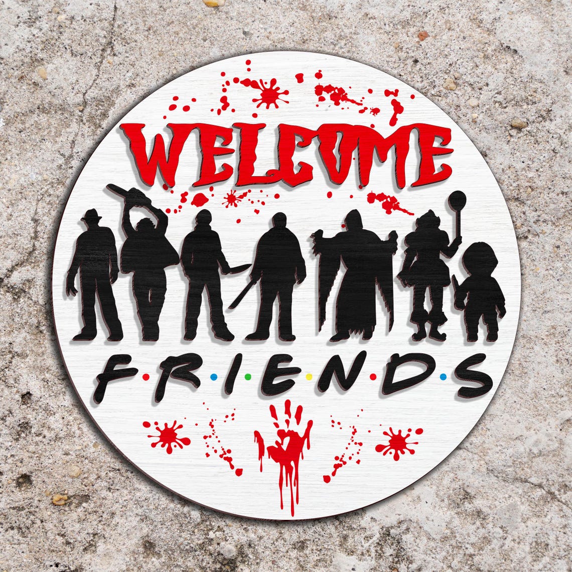 Horror Character Welcome Sign SVG, Halloween Door Decor (digital ...