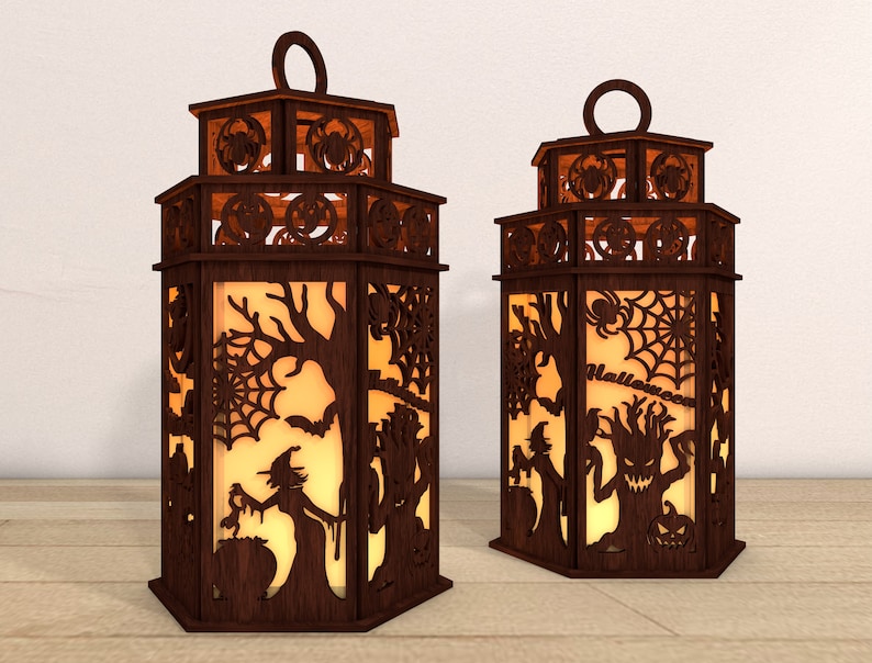 3D Halloween Scene Lantern Laser Cut DIGITAL FILES - Etsy