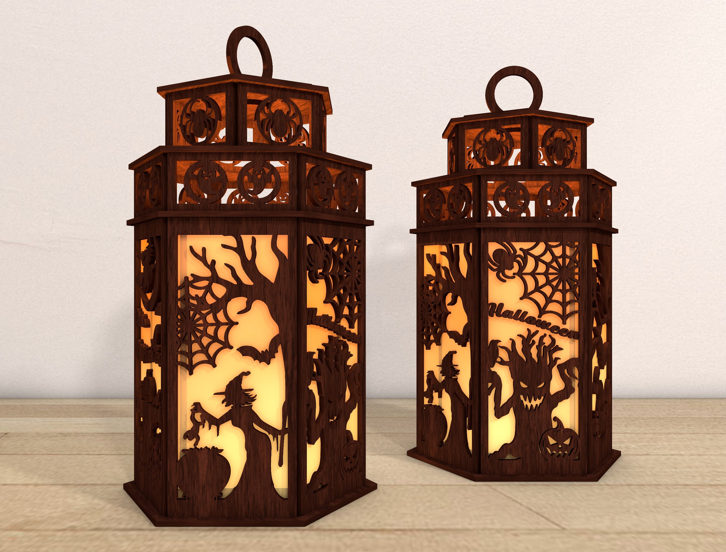 3D Halloween Scene Lantern Laser Cut DIGITAL FILES - Etsy