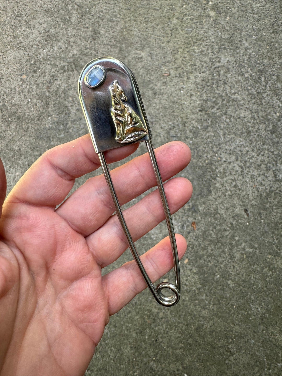 Howling at the Moon Large Jumbo Safety Pin Keychain - Etsy