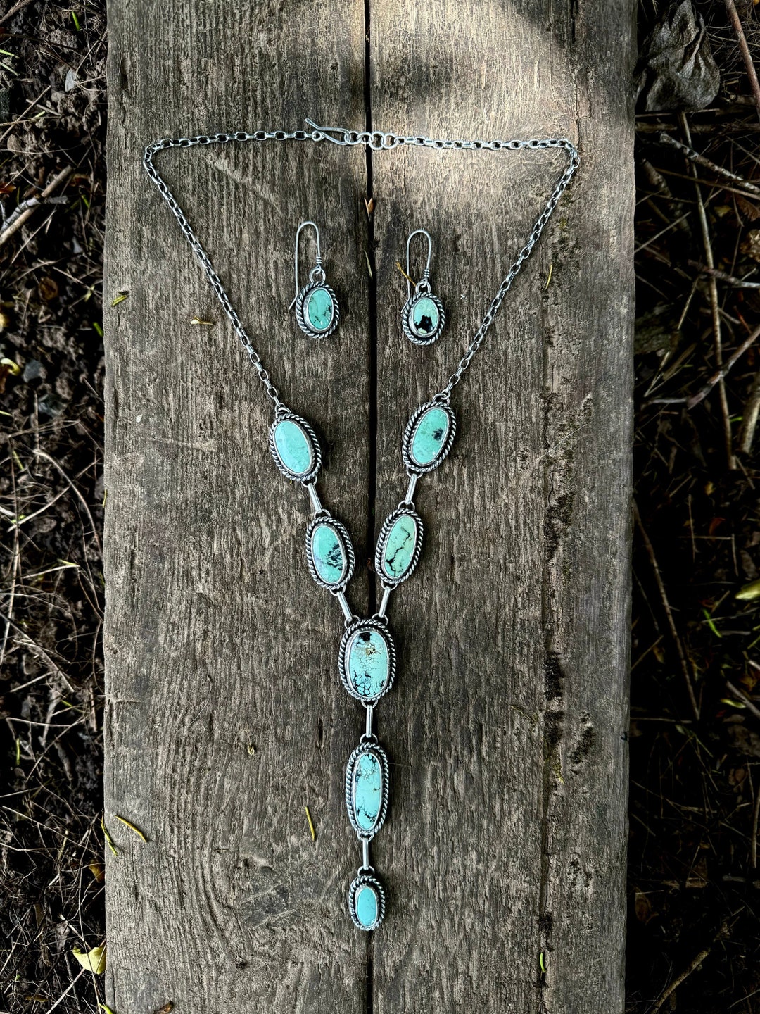 Variscite Lariat Necklace Set Dangles Included Silversmith Metalsmith ...
