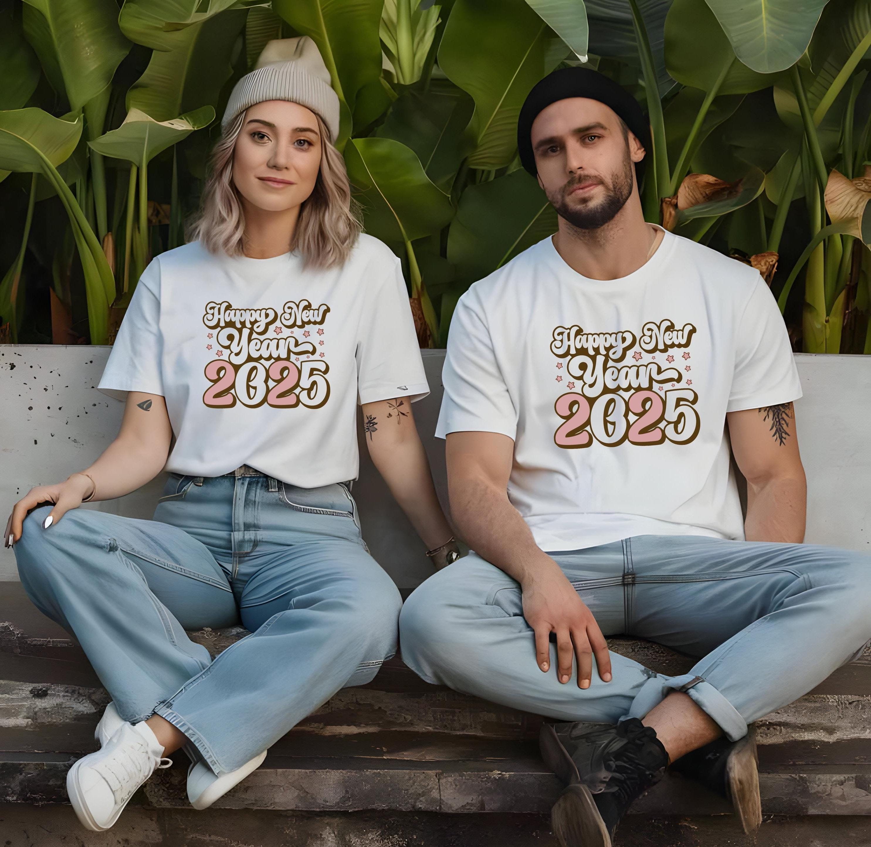 Happy New Year 2025 Couple Shirts, Matching Couple T Shirt, Family ...