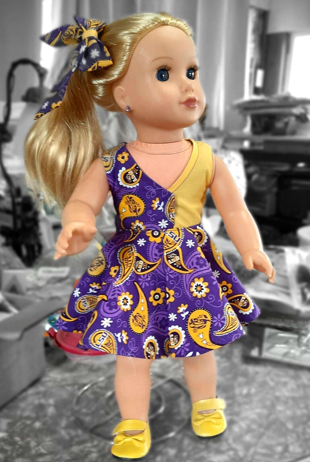 LSU Cheerleader Outfit for American Girl Doll or Other 18" Fashion Doll ...