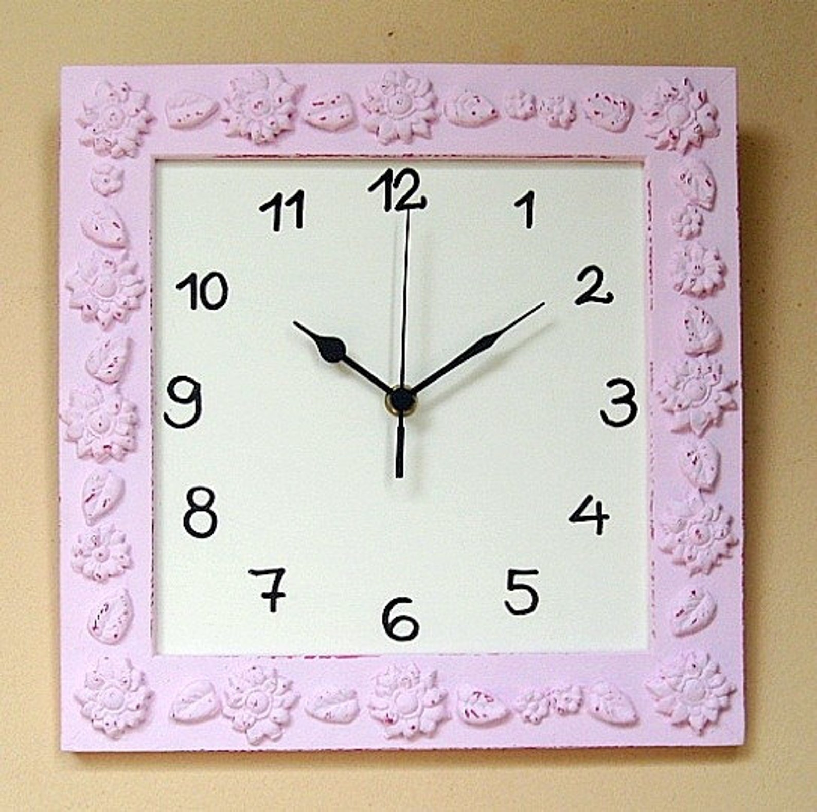 Pink Shabby Chic Wall Clock | Etsy