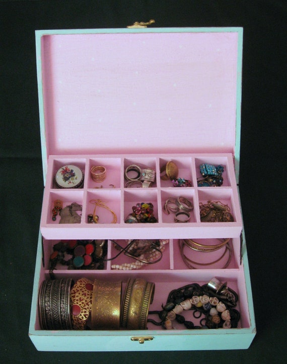 WOODEN JEWELRY BOX Shabby Chic soft blue and | Etsy