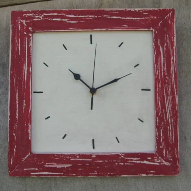 Red Wall Clock - Etsy