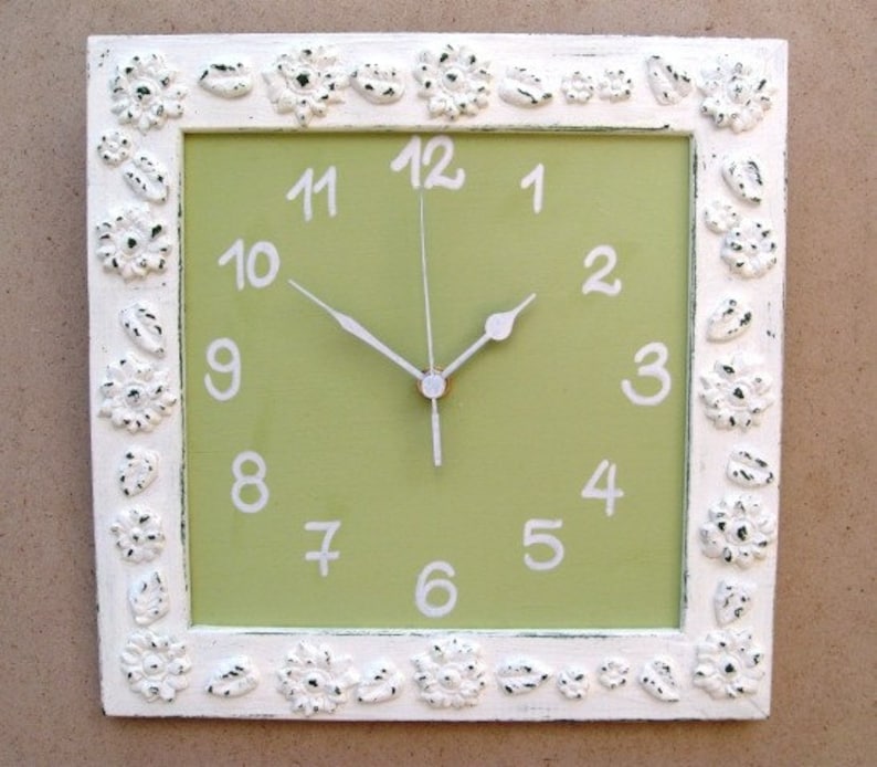 Wall Clock Cream Shabby Chic Wall Decor - Etsy