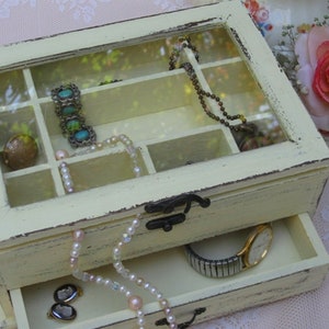 Light Yellow Wooden Jewelry Box "shabby Chic" Home Decor, Jewelry ...