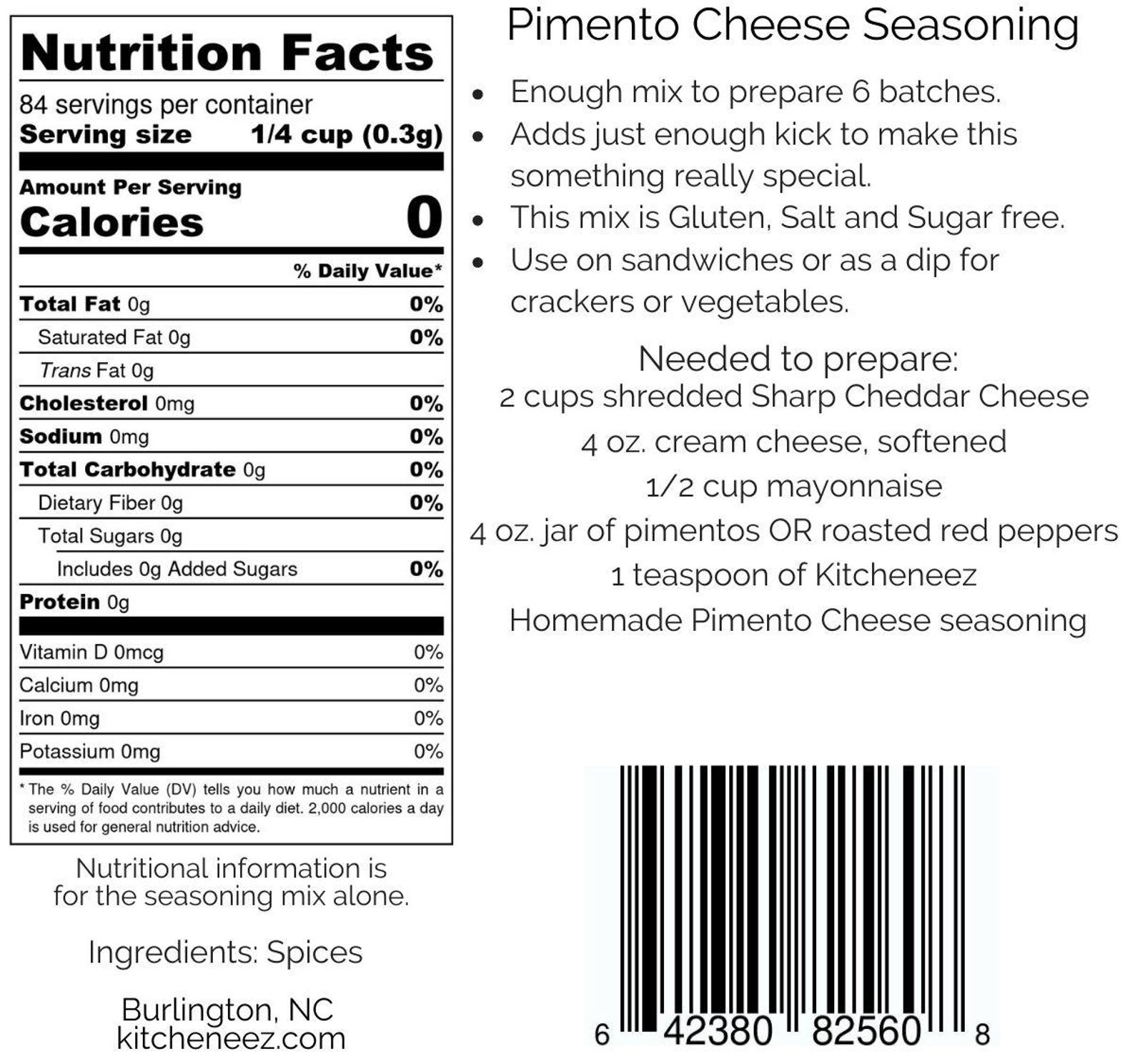 Kitcheneez Homemade Pimento Cheese Spice Seasoning Mix - Handmade ...