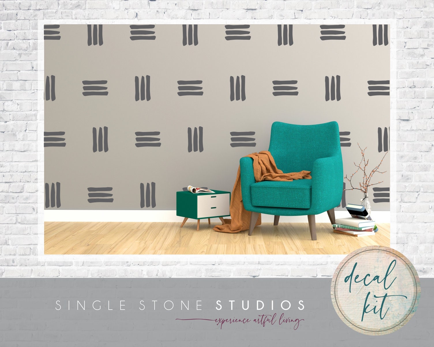 Wall Decal Pattern Kit Wallpaper Look | Etsy