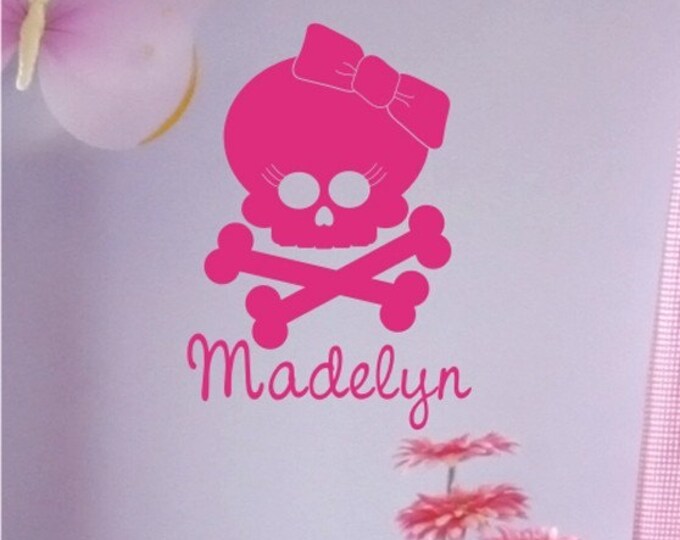 Personalized Girl Skull With Bow - Vinyl Wall Decals Stickers Art ...