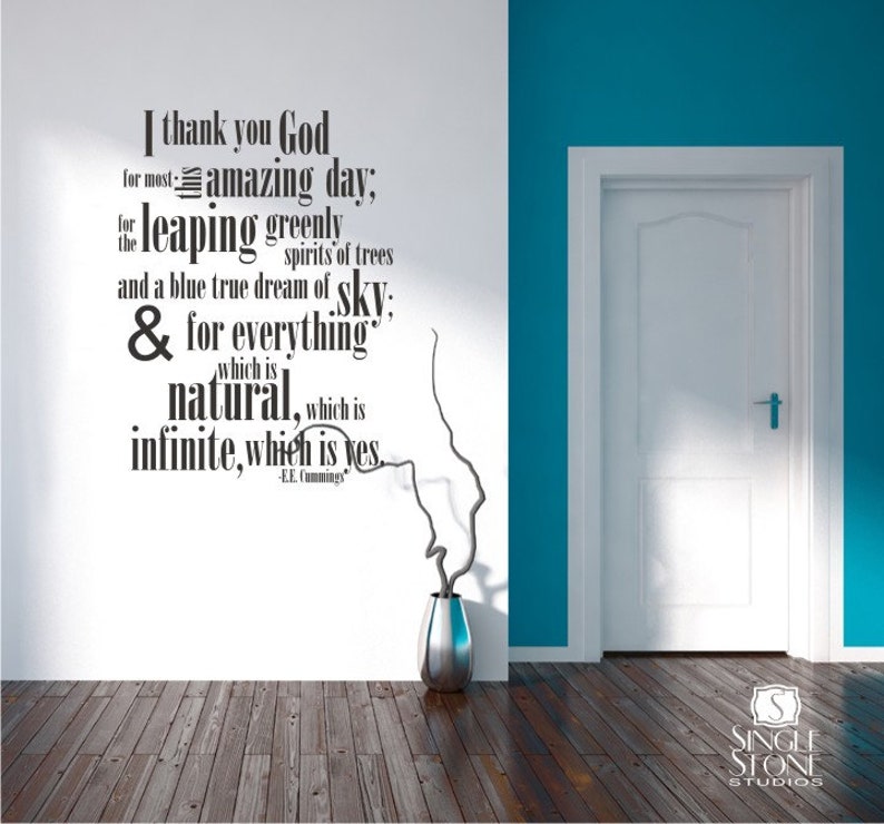 E.e. Cummings Quote Wall Decal: Thank You God Vinyl Lettering - Etsy