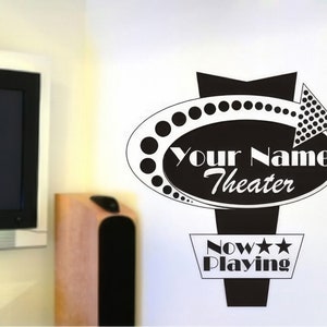 Movie Sign Wall Decal Personalized Vertical - Vinyl Wall Stickers Art ...