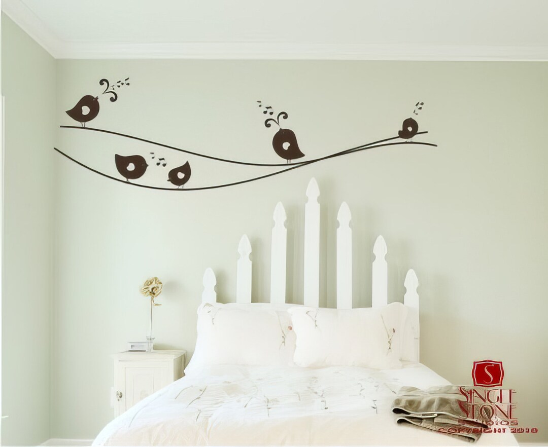 Bird Wall Decals Sweet Singing Birdies on a Wire - Vinyl Wall Stickers ...