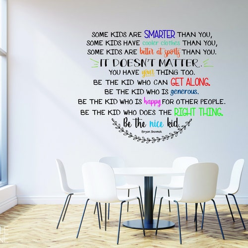 Be the Nice Kid Decal Classroom Wall Decal Teacher Wall - Etsy