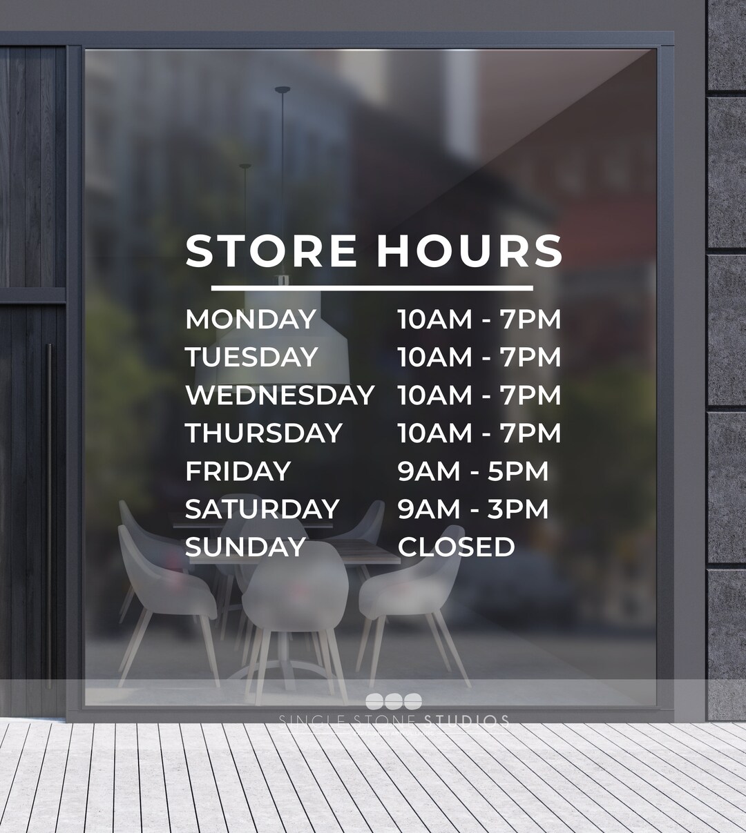 Customized Storefront Hours Decal -store Hours Decal - Business Window ...