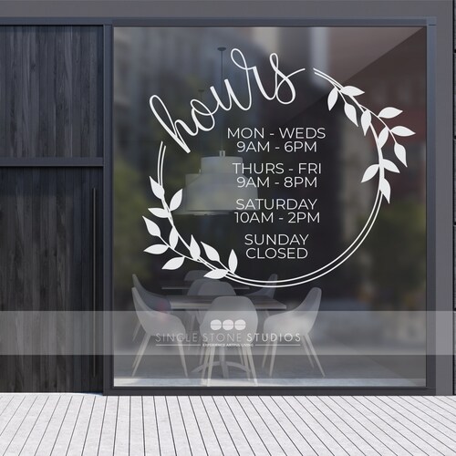 Customized Storefront Hours Floral Decal Custom Store Hours - Etsy