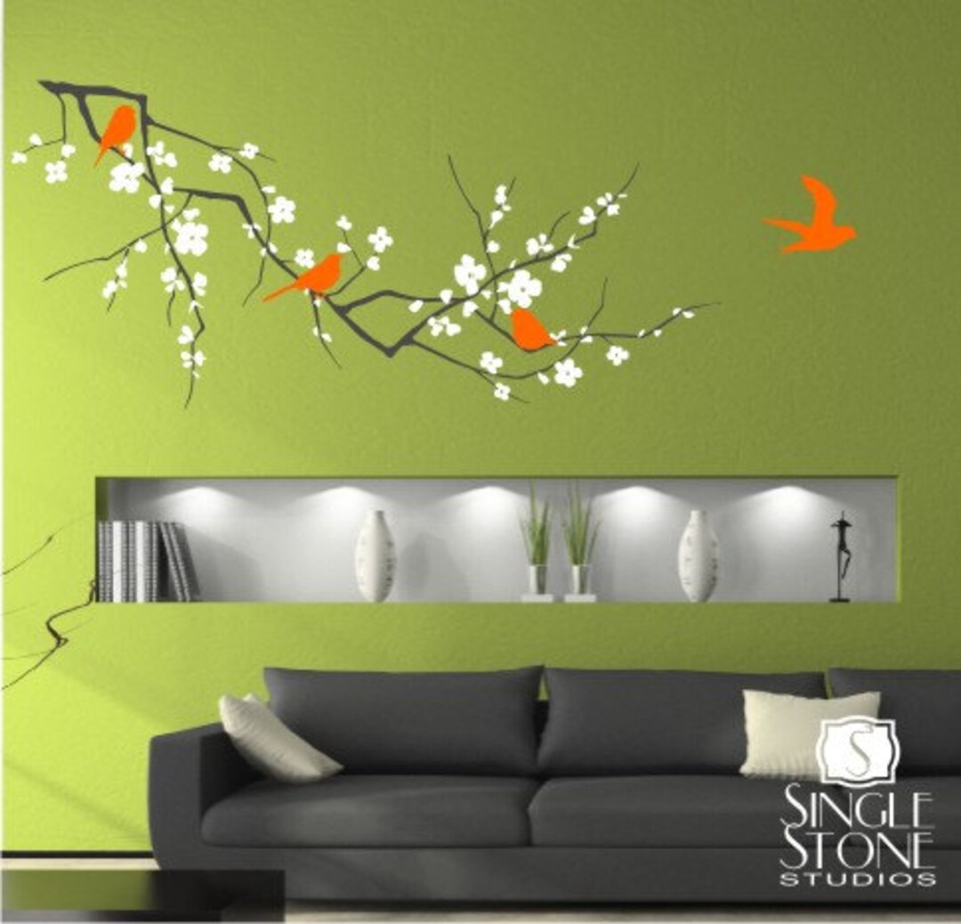 Tree Wall Decal Cherry Blossom Branch 3 Colors Wall Sticker Art Custom ...