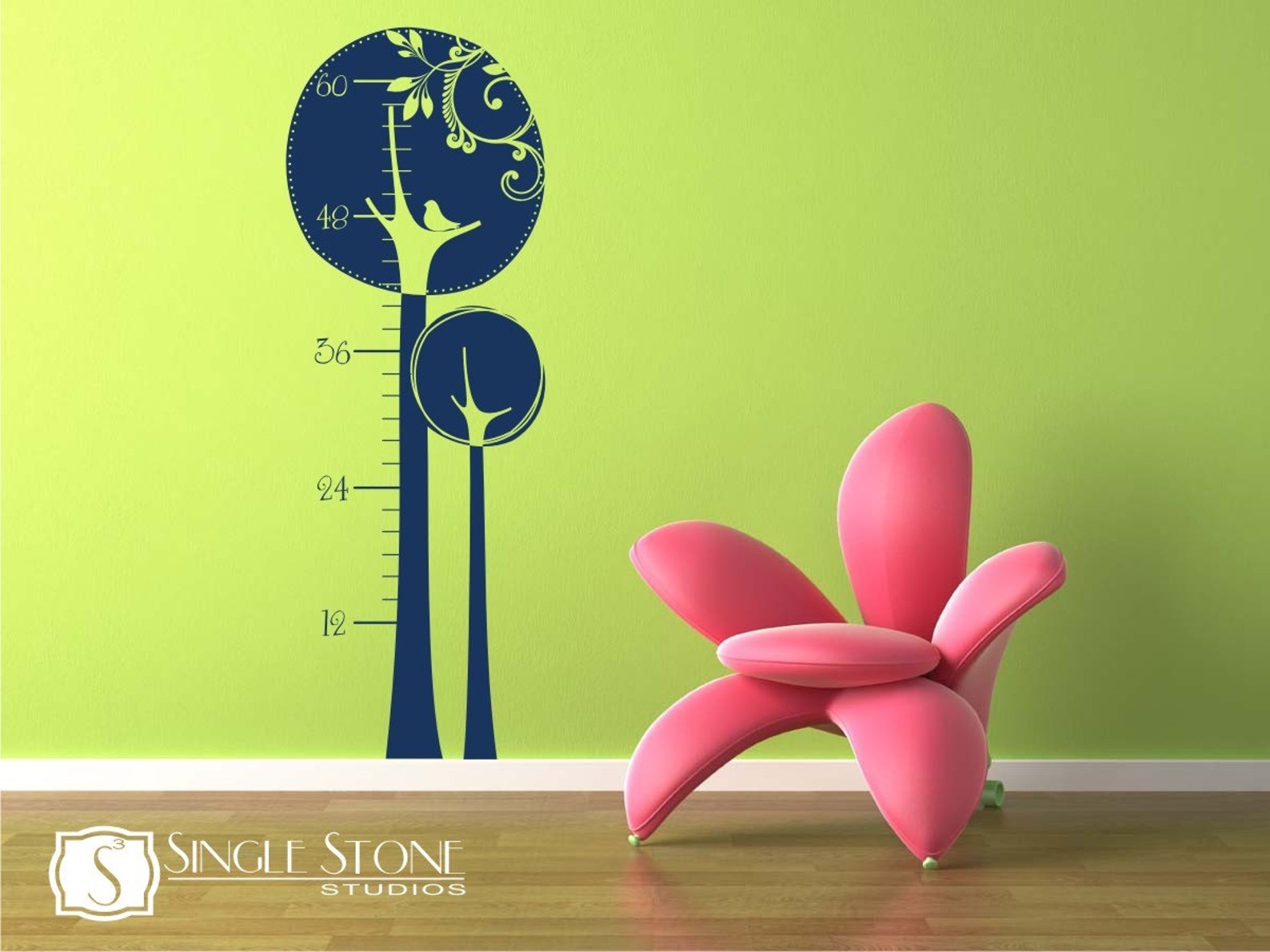 Nursery Growth Chart Wall Decal Swirly Tree Vinyl Stickers | Etsy