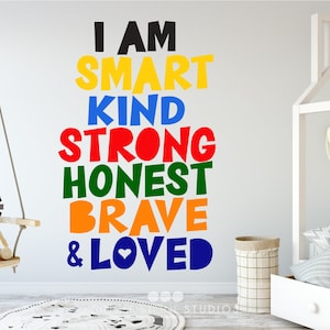 I Am Smart Kind Strong Honest Brave and Loved Quote Wall Decal - Vinyl ...