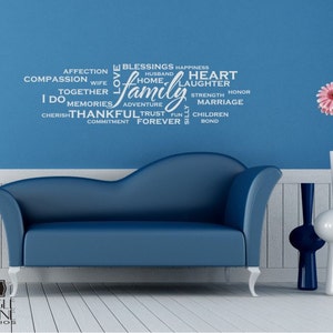 Family Wordle Wall Decals Vinyl Wall Stickers Art Words Quote Custom ...
