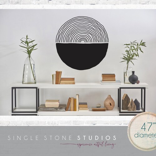 Blue & Orange Mountains Boho Arches Wall Decal Abstract | Etsy