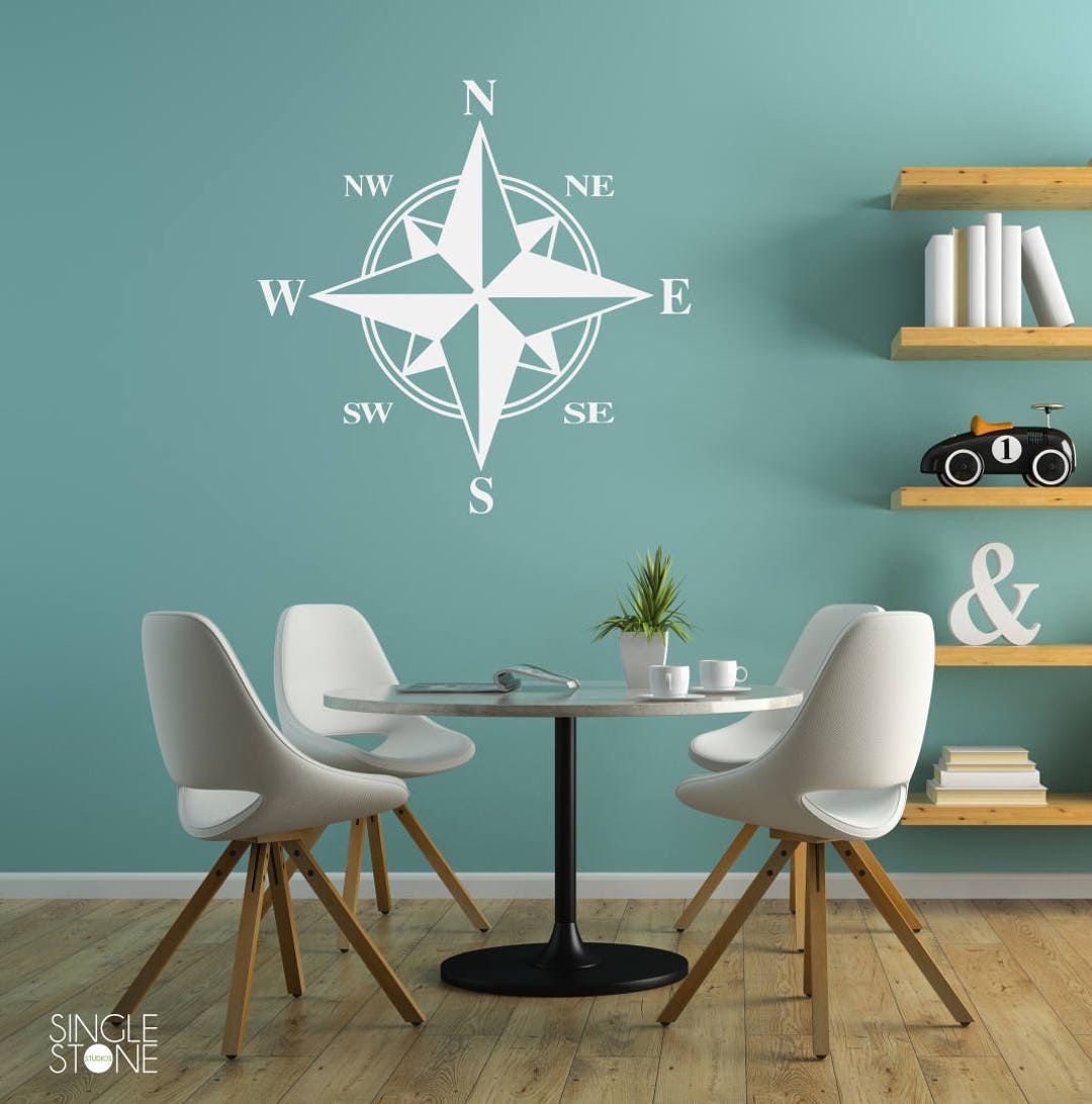 Compass Wall Decal - Vinyl Sticker Wall Art Custom Home Decor - Etsy