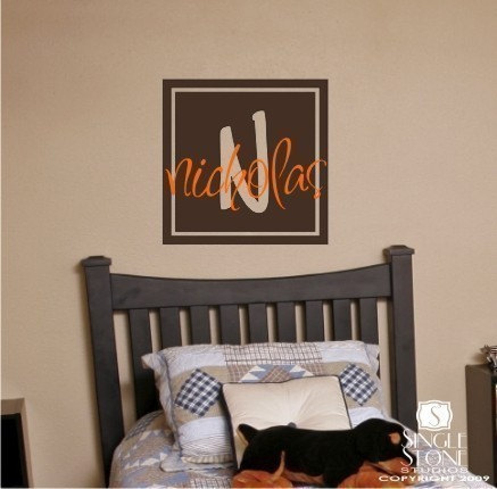 Monogram Boxed Wall Decal Vinyl Wall Stickers Art Custom | Etsy