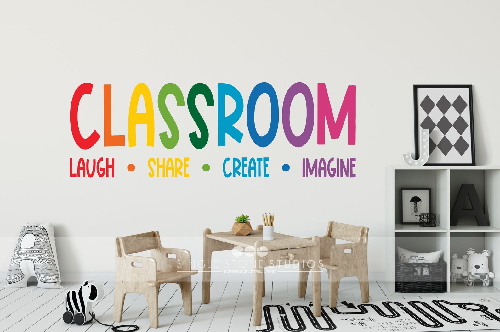 Classroom Laugh, Share, Create, Imagine - Teacher Rainbow Kids Vinyl ...