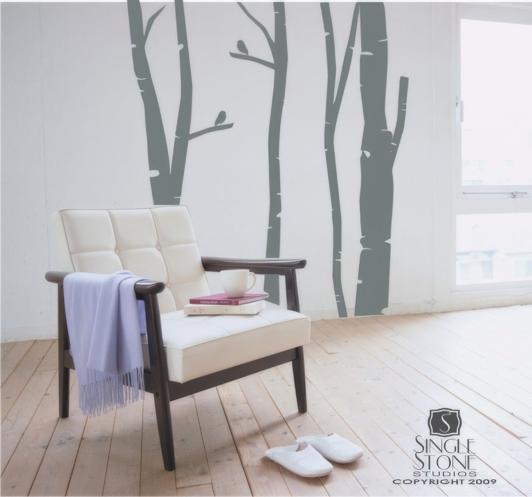 Birch Trees Wall Decal Set of 4 Custom Home Decor - Etsy