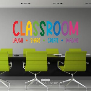 Classroom Laugh, Share, Create, Imagine - Teacher Rainbow Kids Vinyl ...