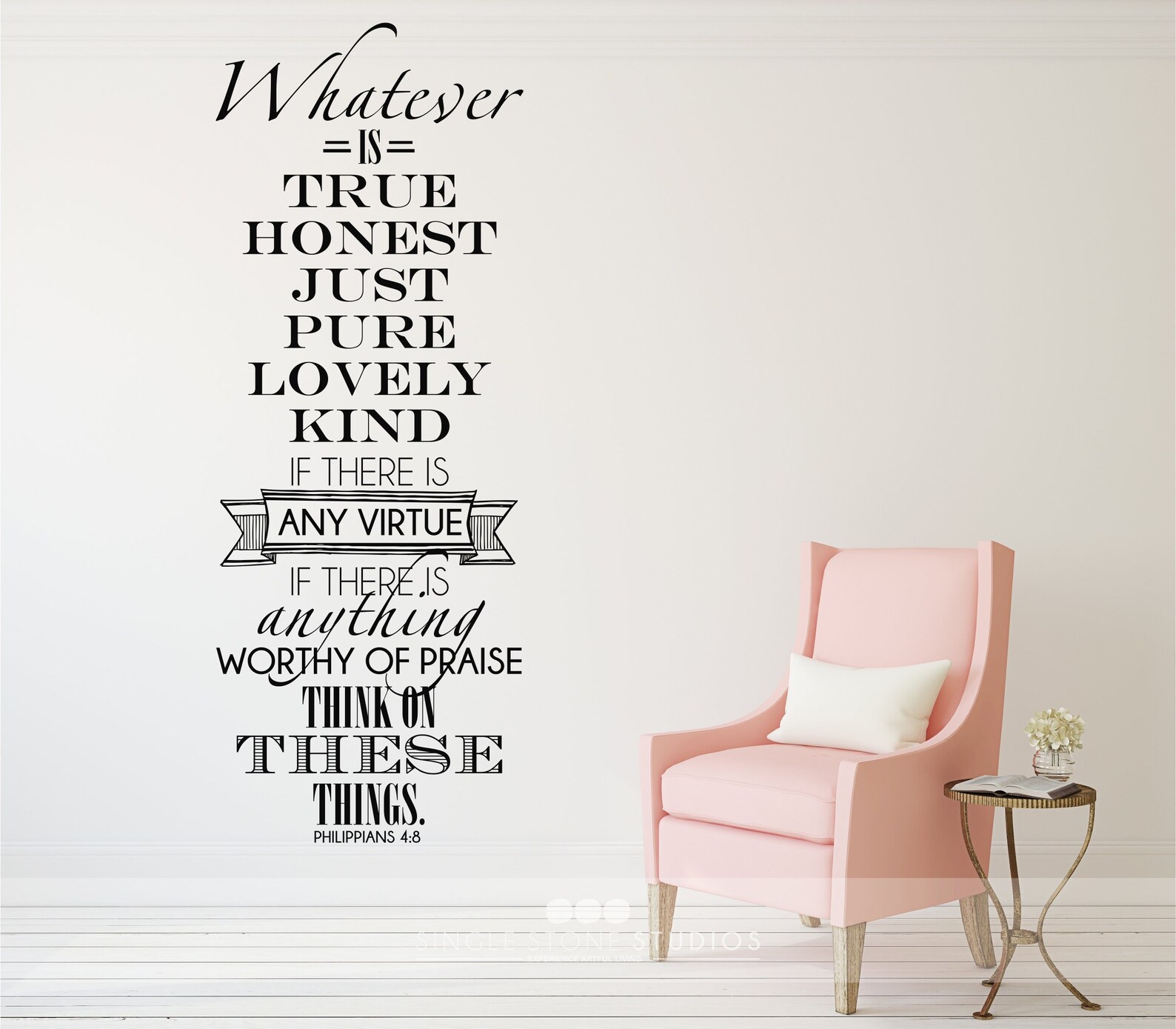 Bible Verse Wall Decal Whatever is True Philippians 4:8 - Etsy