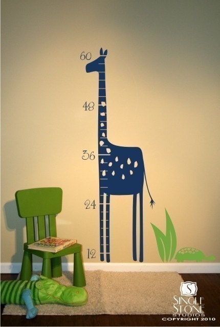 Nursery Giraffe Growth Chart Wall Decal Nursery Vinyl | Etsy